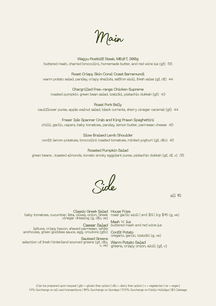 Food Menu — Green Zebra Restaurant & Bar