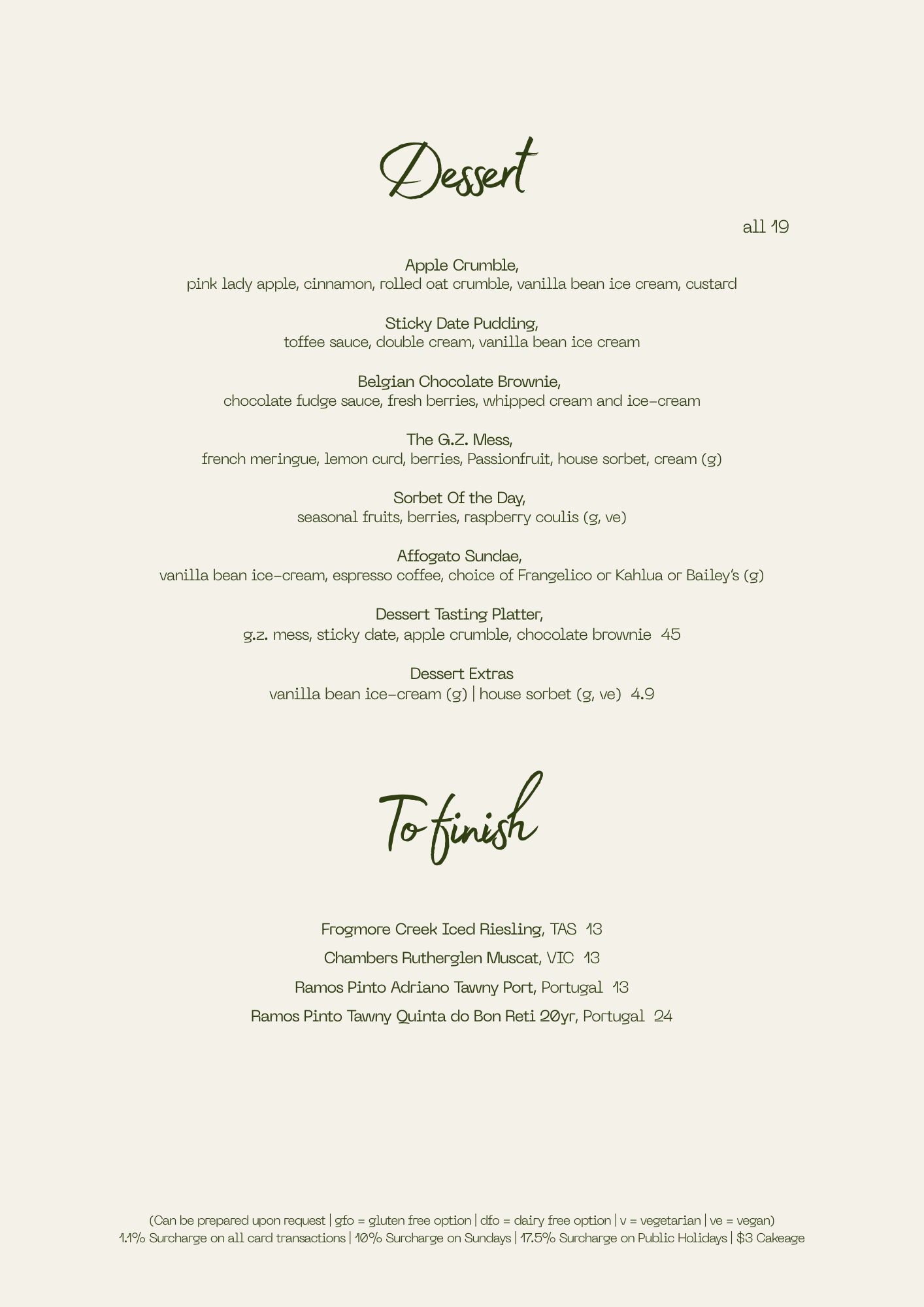 Food Menu — Green Zebra Restaurant & Bar