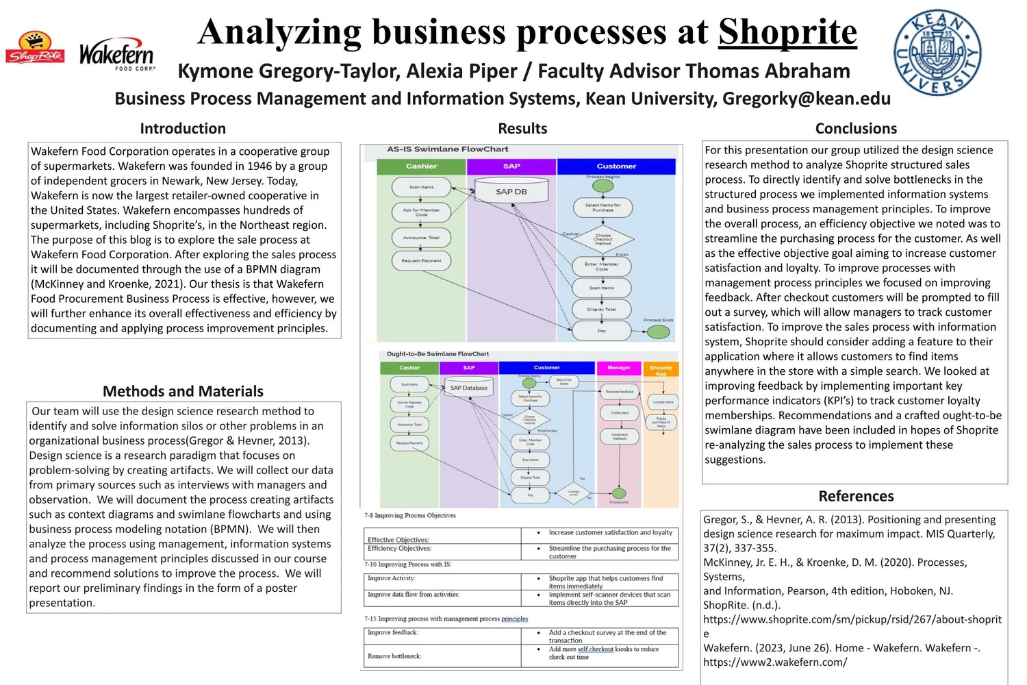 Analyzing Business processes at Shoprite — Kean University Research Days