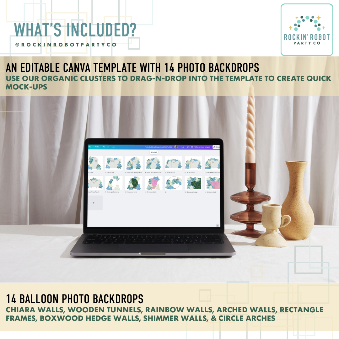Canva Balloon Photo Backdrop Mockup Template | Realistic Event Design ...