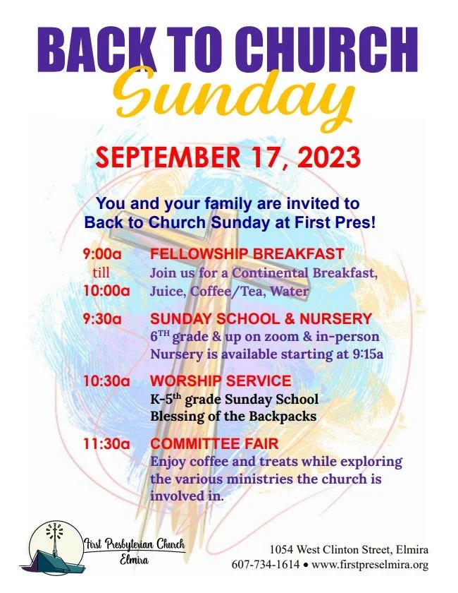 Back to Church Sunday — First Presbyterian Church of Elmira