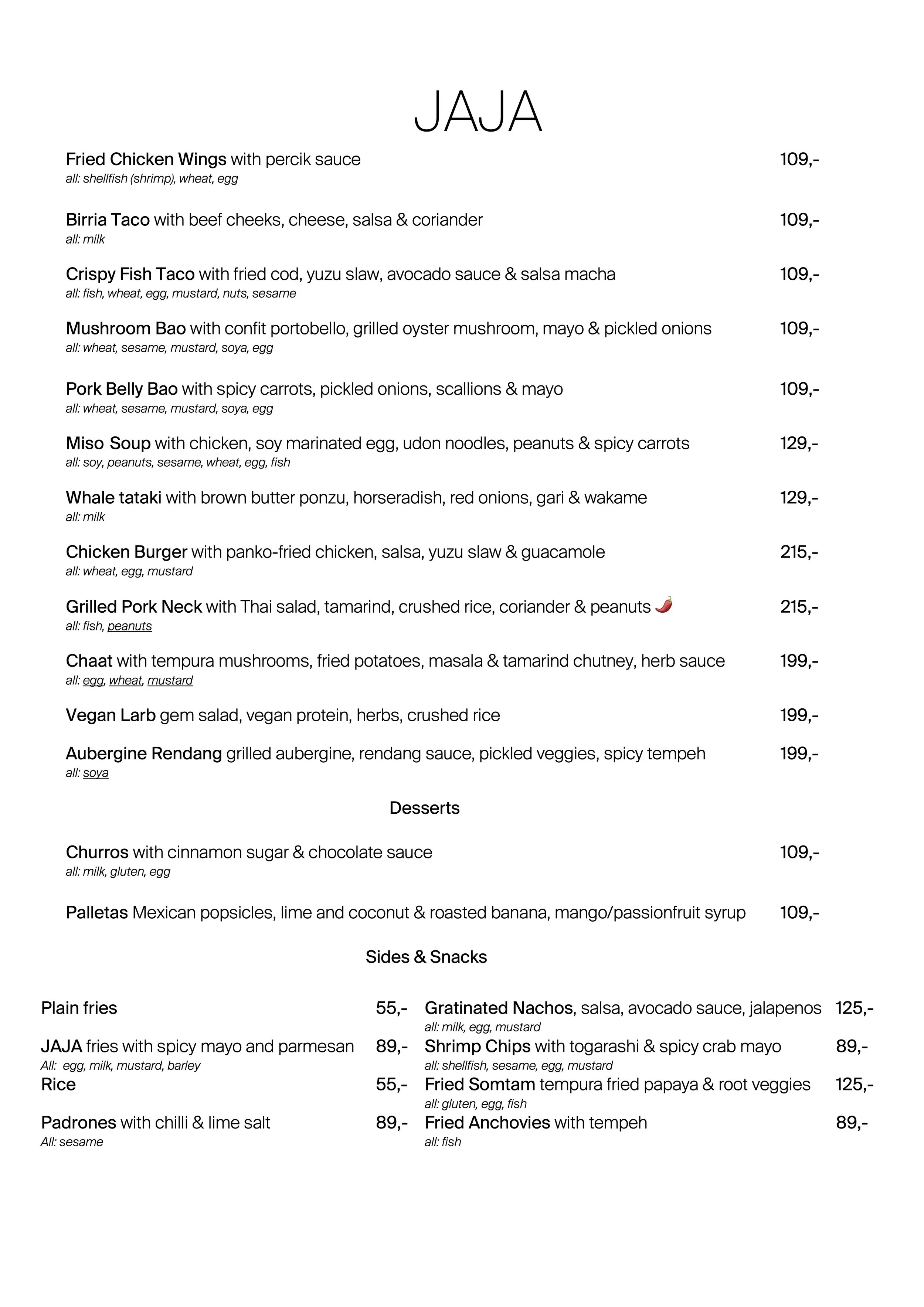 StreetFood Meny — JAJA