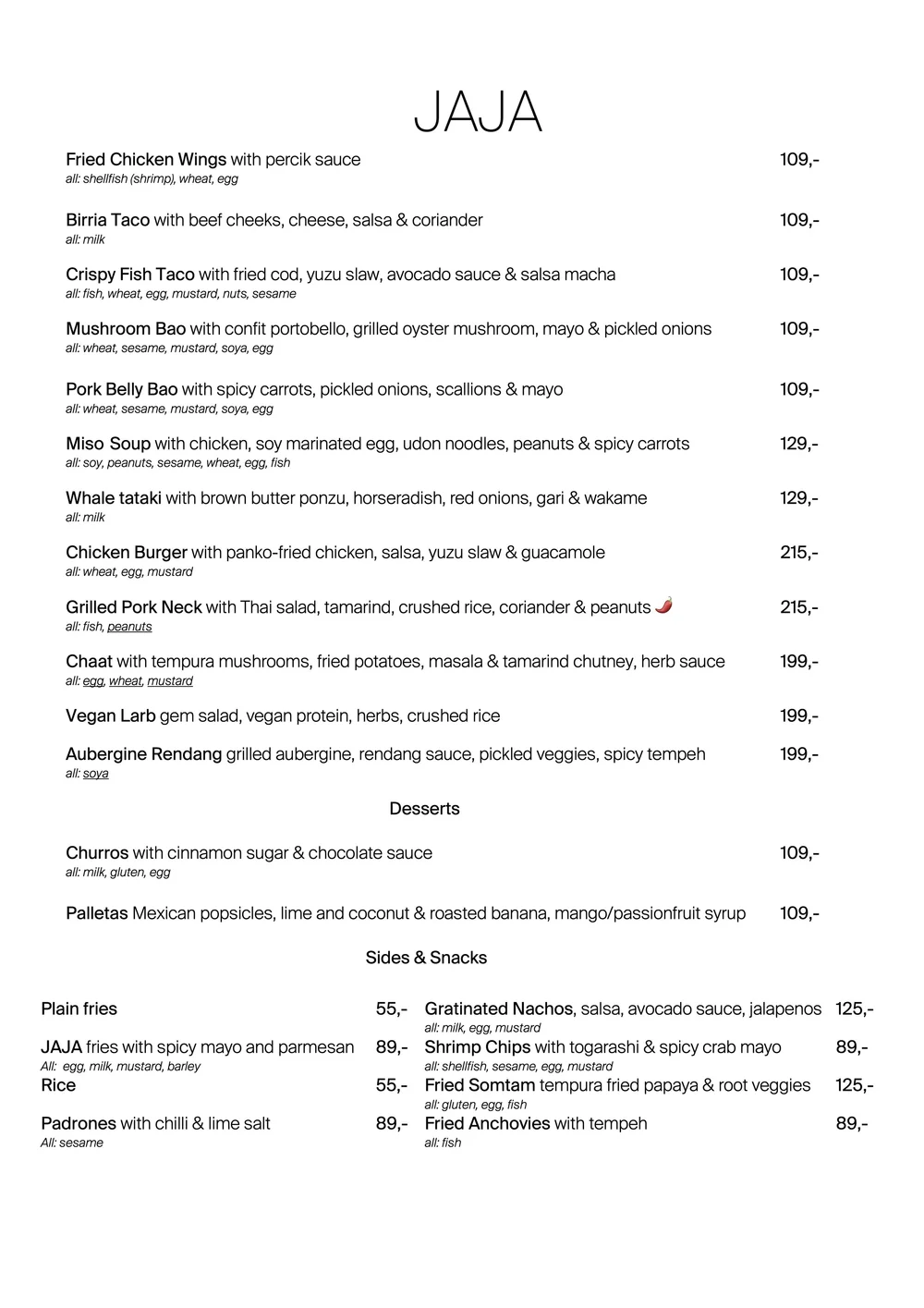 StreetFood Meny — JAJA