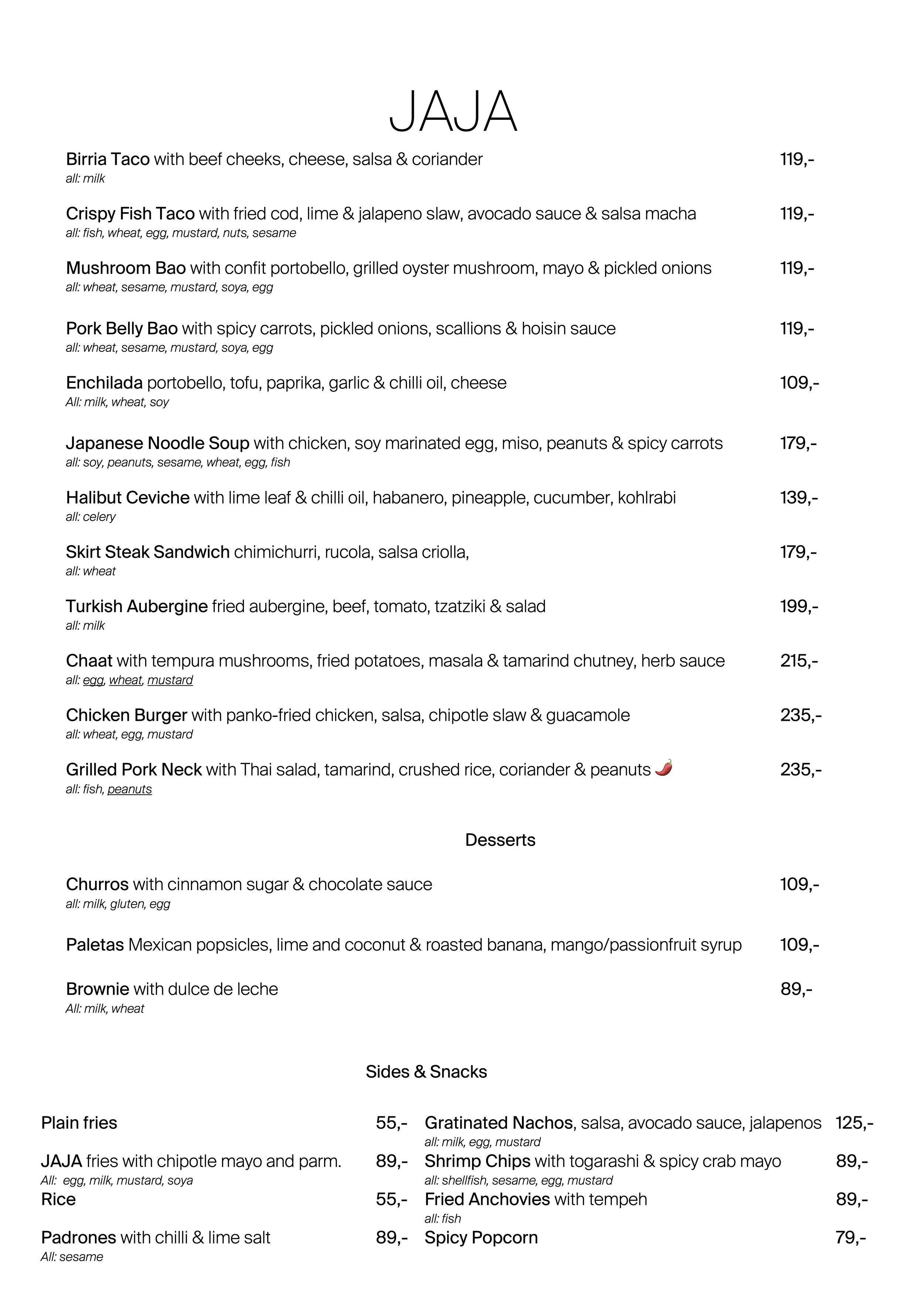 StreetFood Meny — JAJA