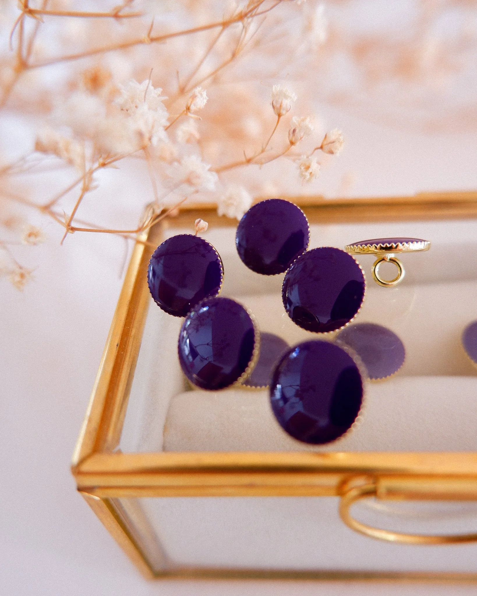 Boutons à queues en métal doré et blanc Made in France 15 mm Jolie BOHO — Joli.e Boho