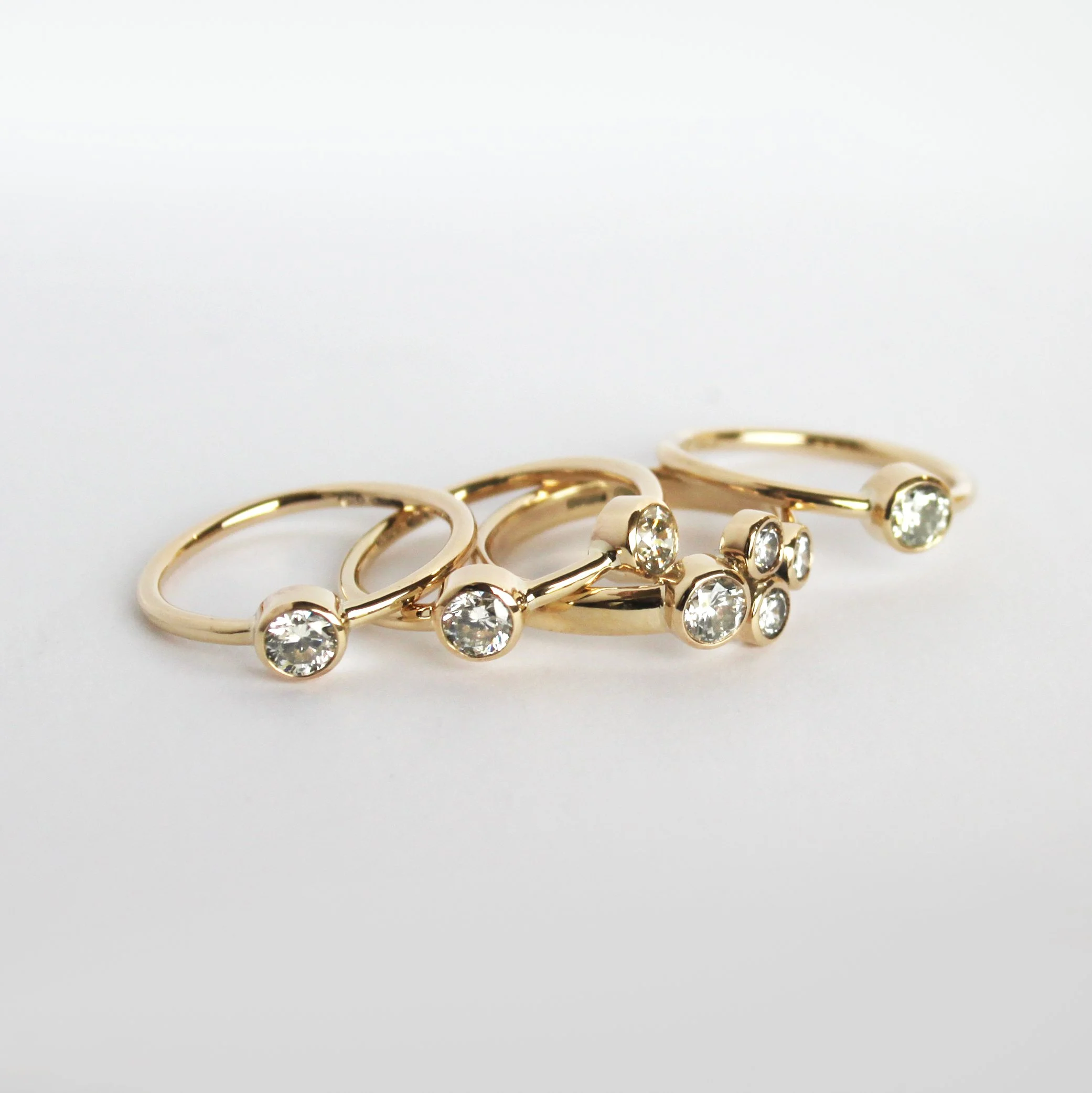 Gold & diamond stacking rings — Olivia Brown Jewellery