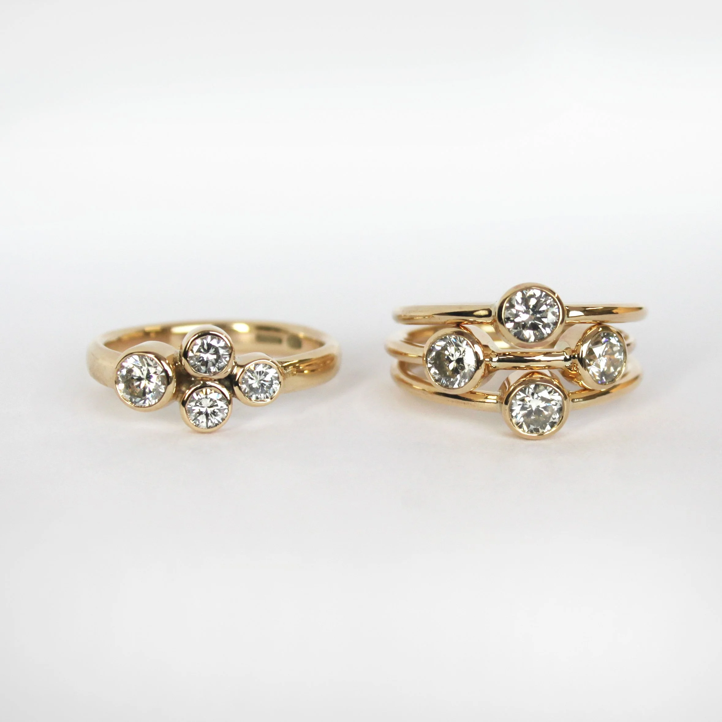 Gold & diamond stacking rings — Olivia Brown Jewellery