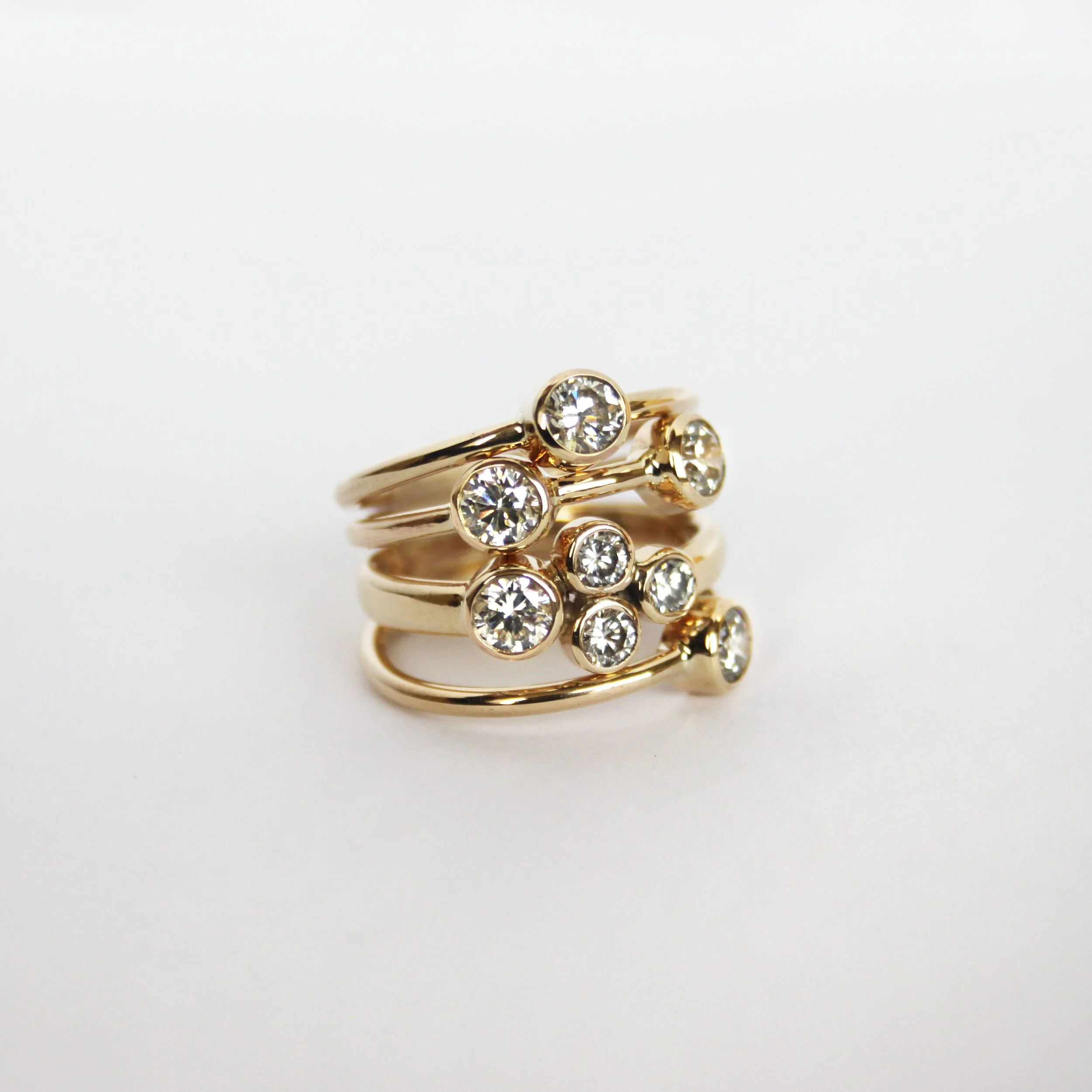Gold & diamond stacking rings — Olivia Brown Jewellery