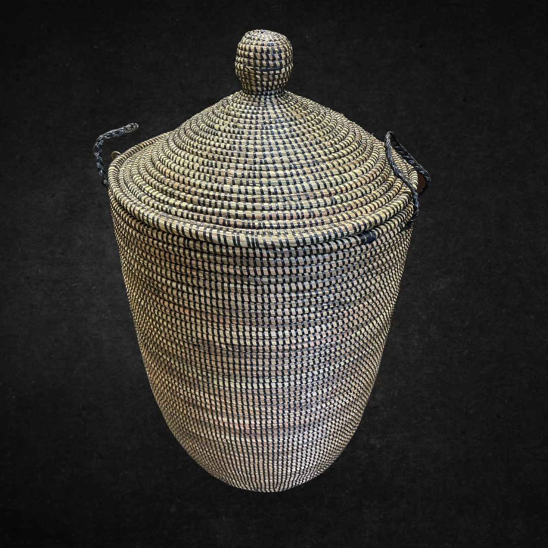 Authentic African Sweetgrass Straw And Black Basket/Hamper — Al Maktoum ...