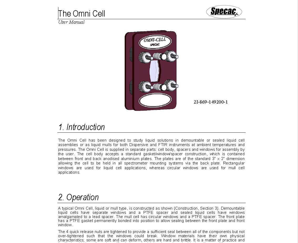 IR Demountable Cell Assembly (Lightpath: 0.05-1mm) — Firebird Optics