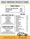 Family Meals menu — Smiley Brothers Specialty Foods