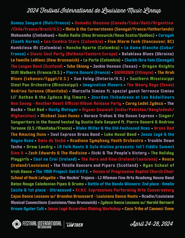 2024 Music Lineup — Festival International de Louisiane