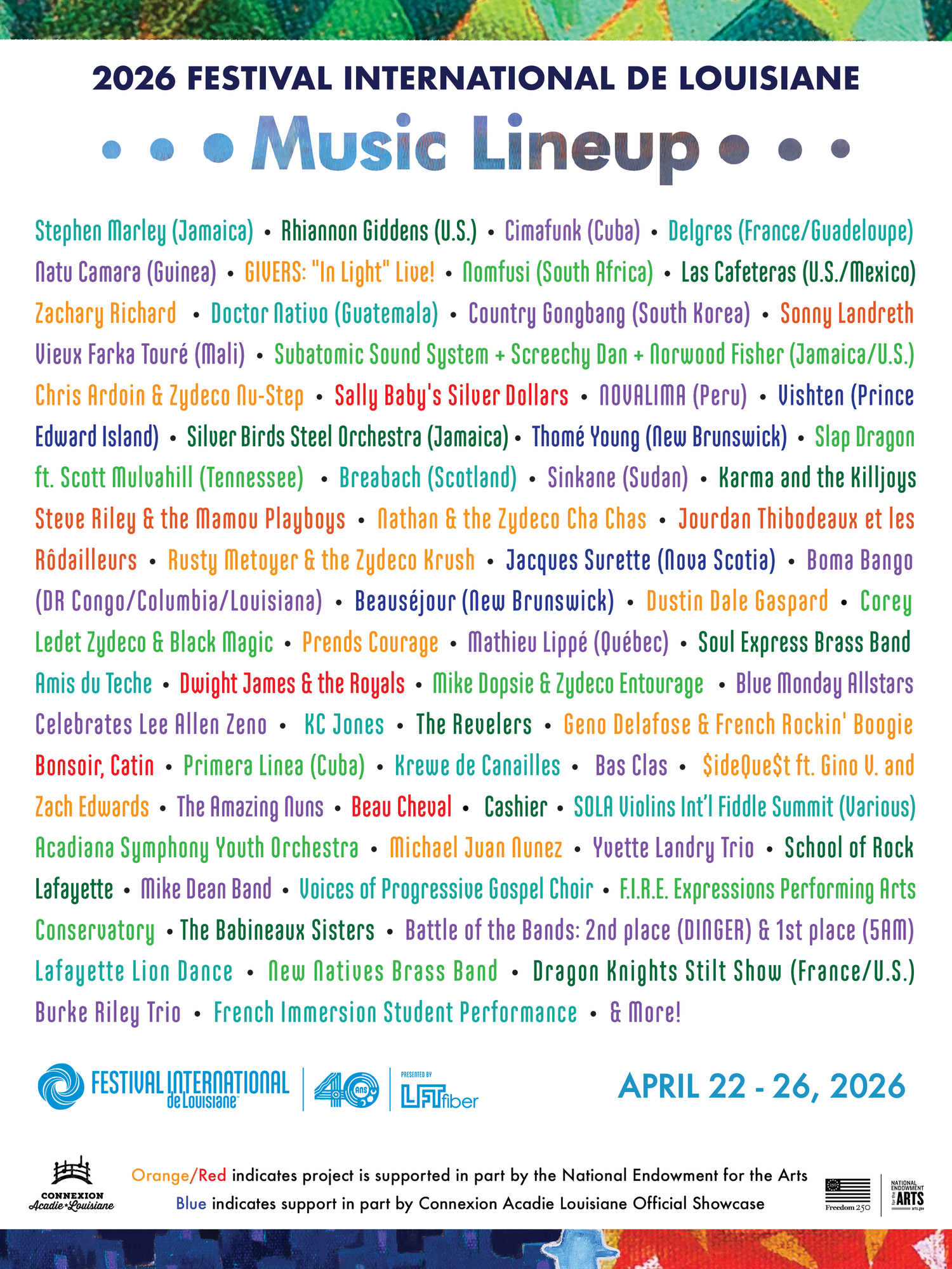 Music Lineup — Festival International de Louisiane