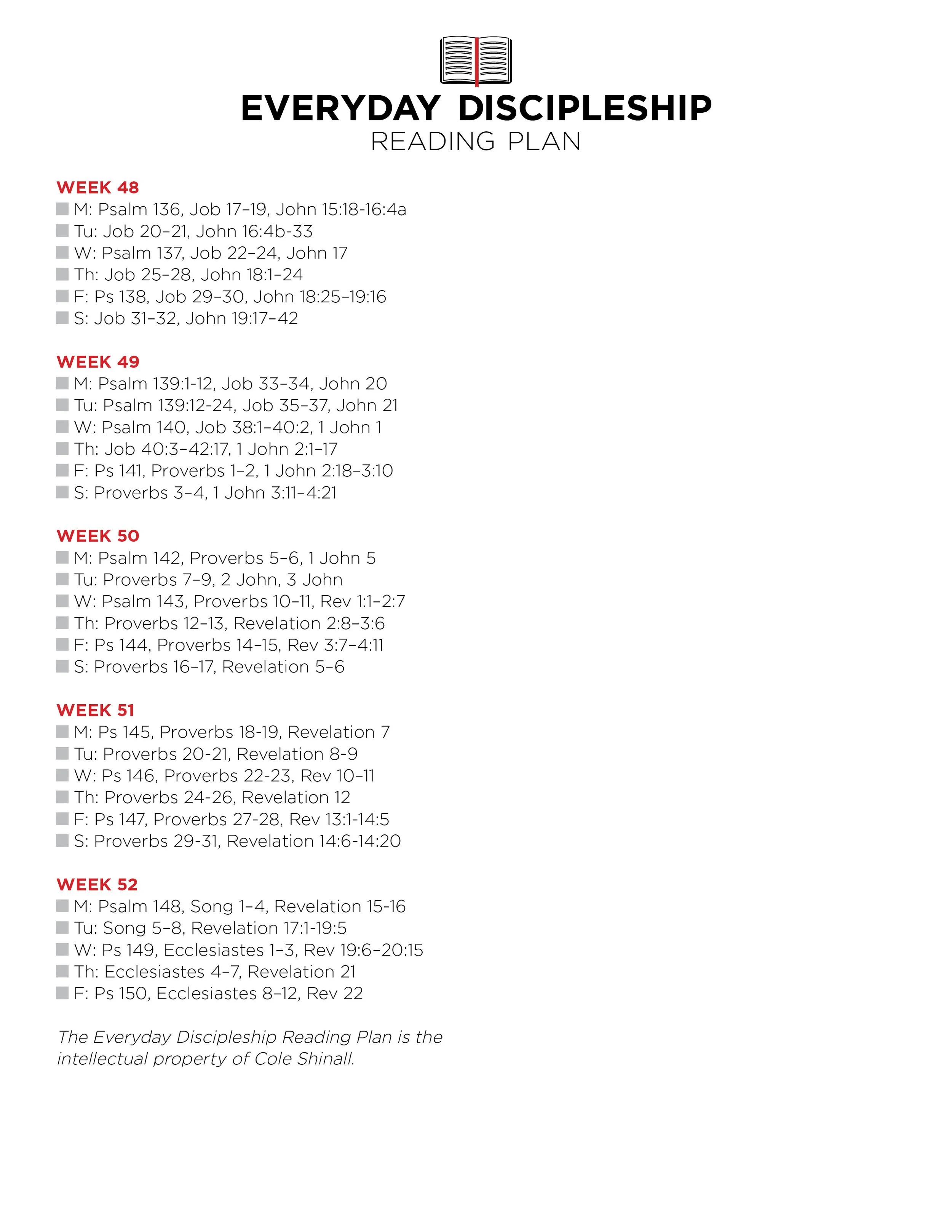 Everyday Discipleship App Reading Plan — Reformation Baptist Church