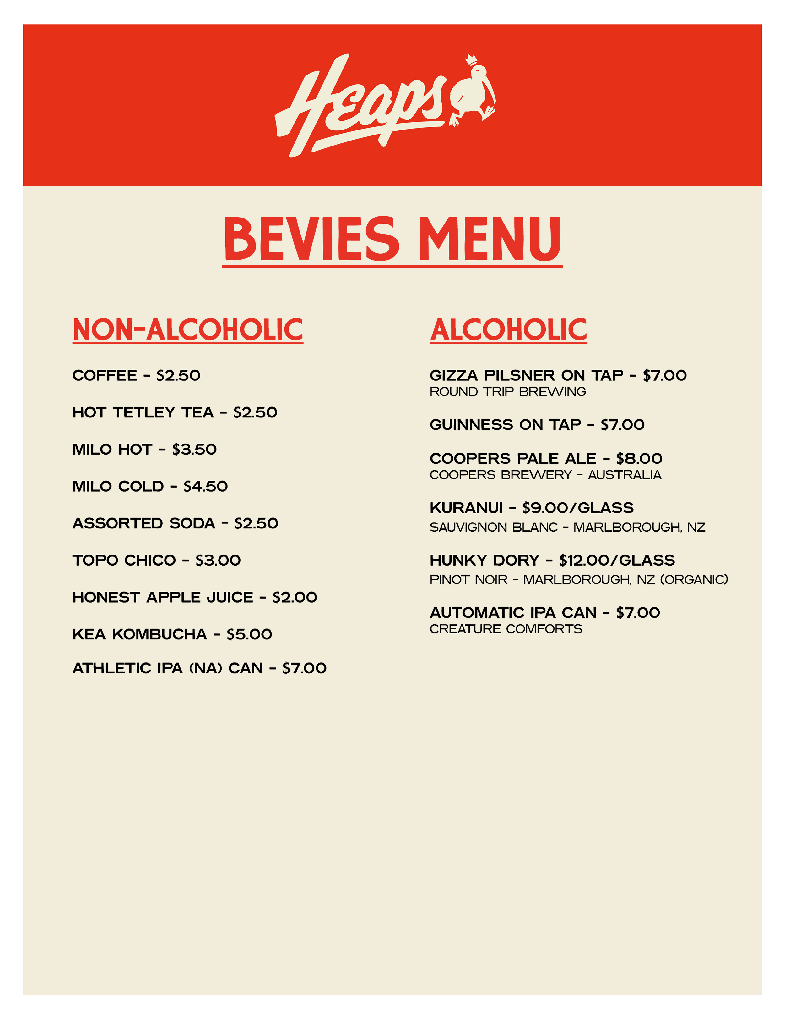 Heaps Atlanta Menu — heapspies