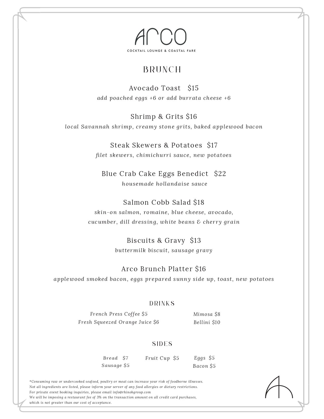 Menu — ARCO