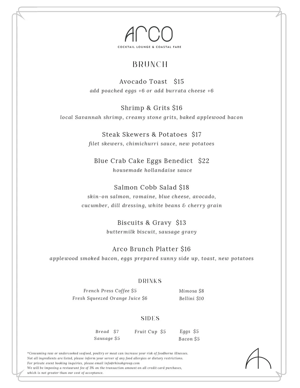 Menu — ARCO