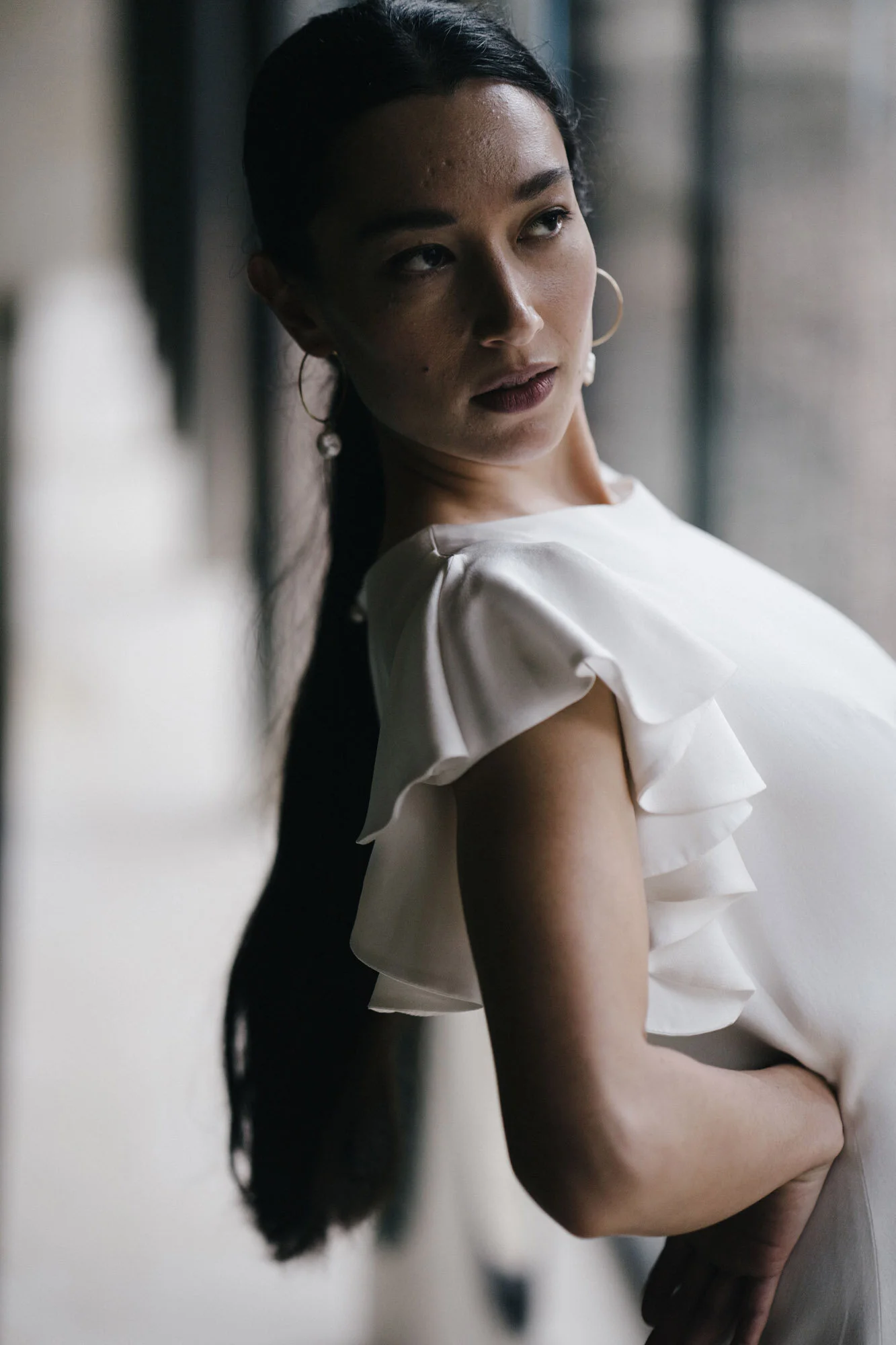 The Dopamine Dress. Cutout low-back wedding dress with flutter sleeves ...