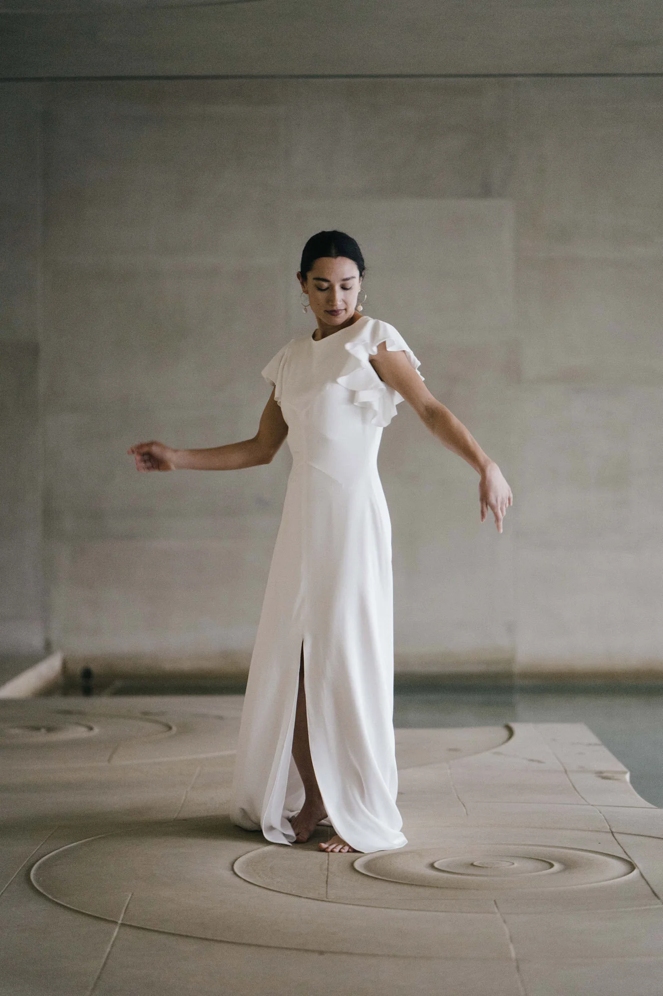 The Dopamine Dress. Cutout low-back wedding dress with flutter sleeves ...