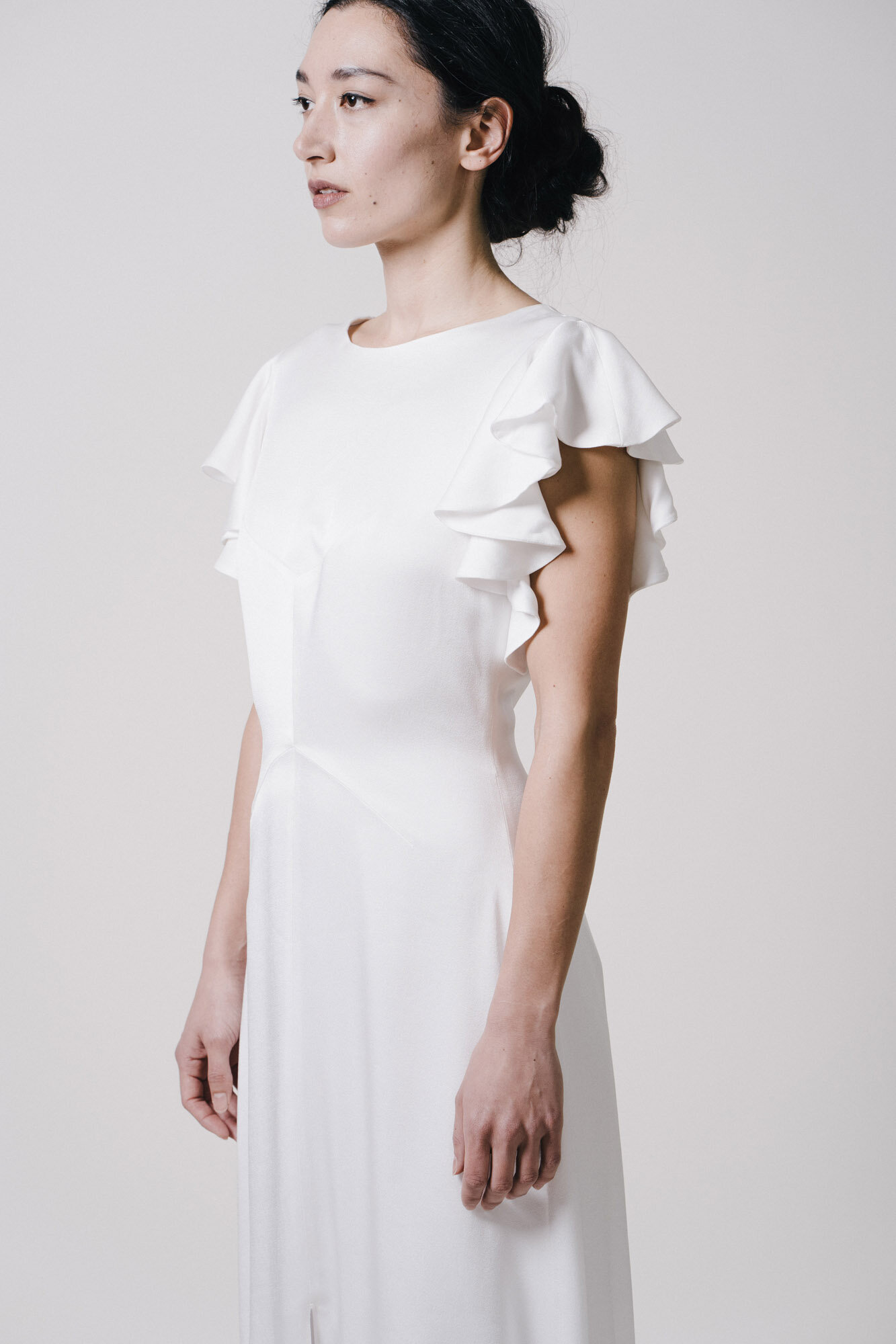 The Dopamine Dress. Cutout low-back wedding dress with flutter sleeves ...