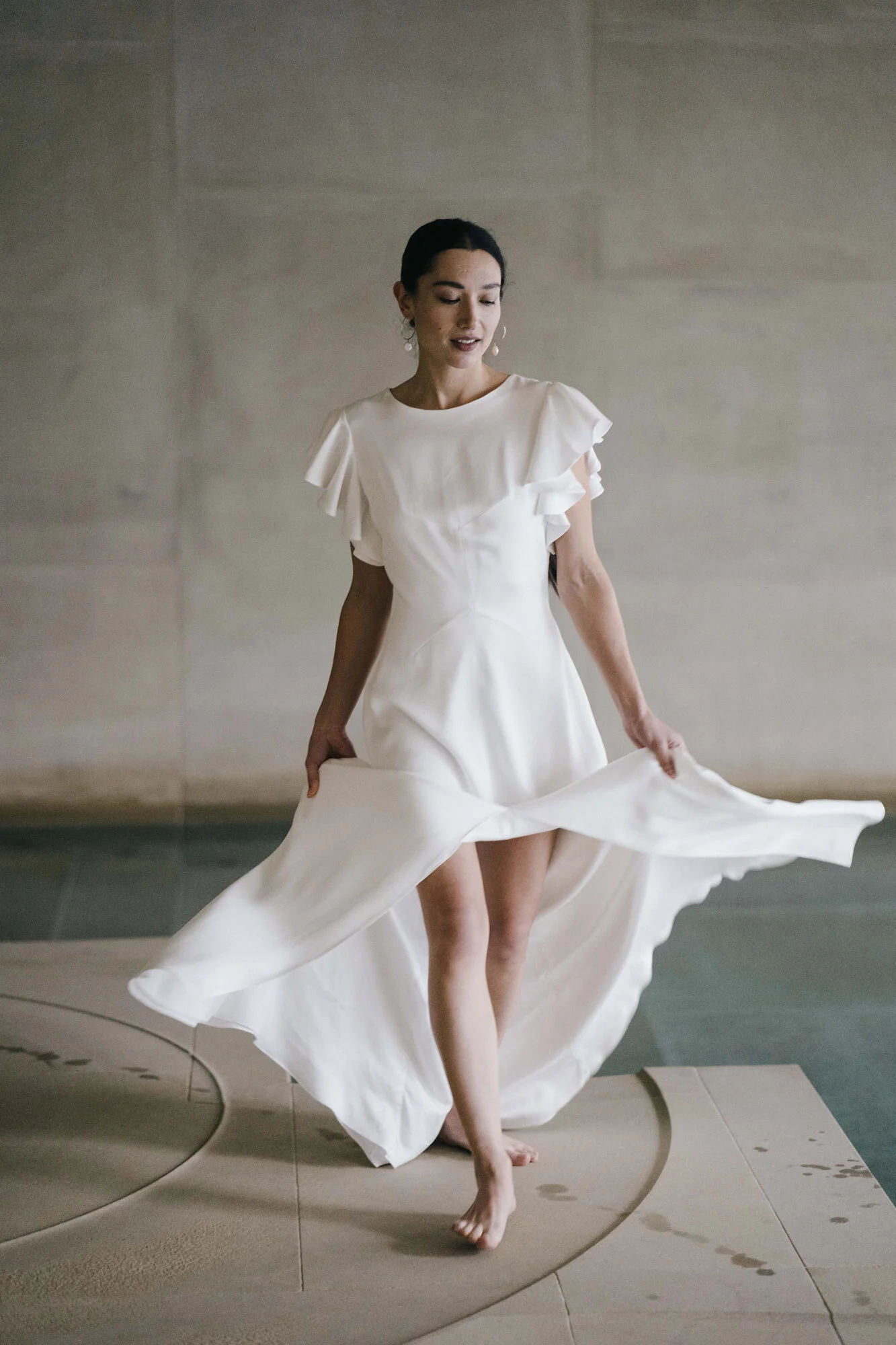 The Dopamine Dress. Cutout low-back wedding dress with flutter sleeves ...