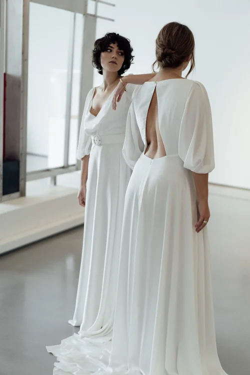 The Obsession Dress. Understated simple wedding dress with sleeves, V ...