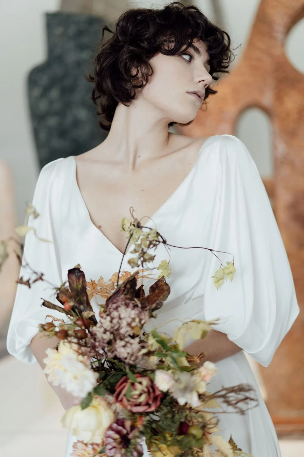 The Obsession Dress. Understated simple wedding dress with sleeves, V ...