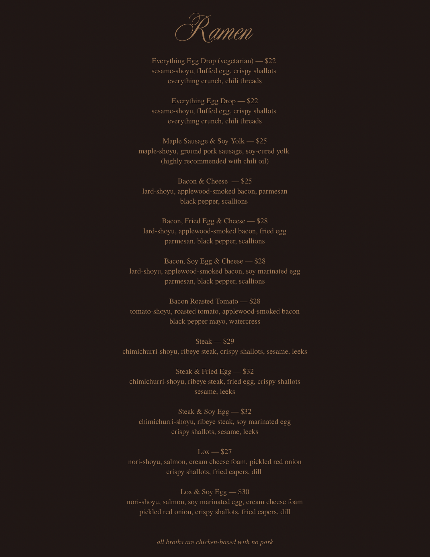Menu — Ramen by Ra