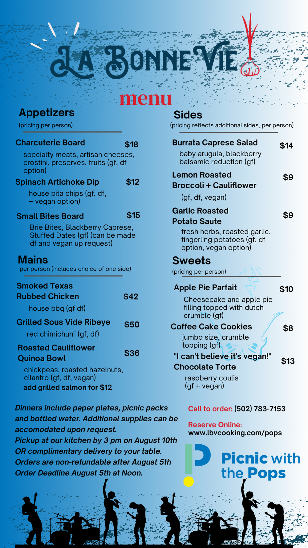 La Bonne Vie Menu — Picnic with the Pops Lexington