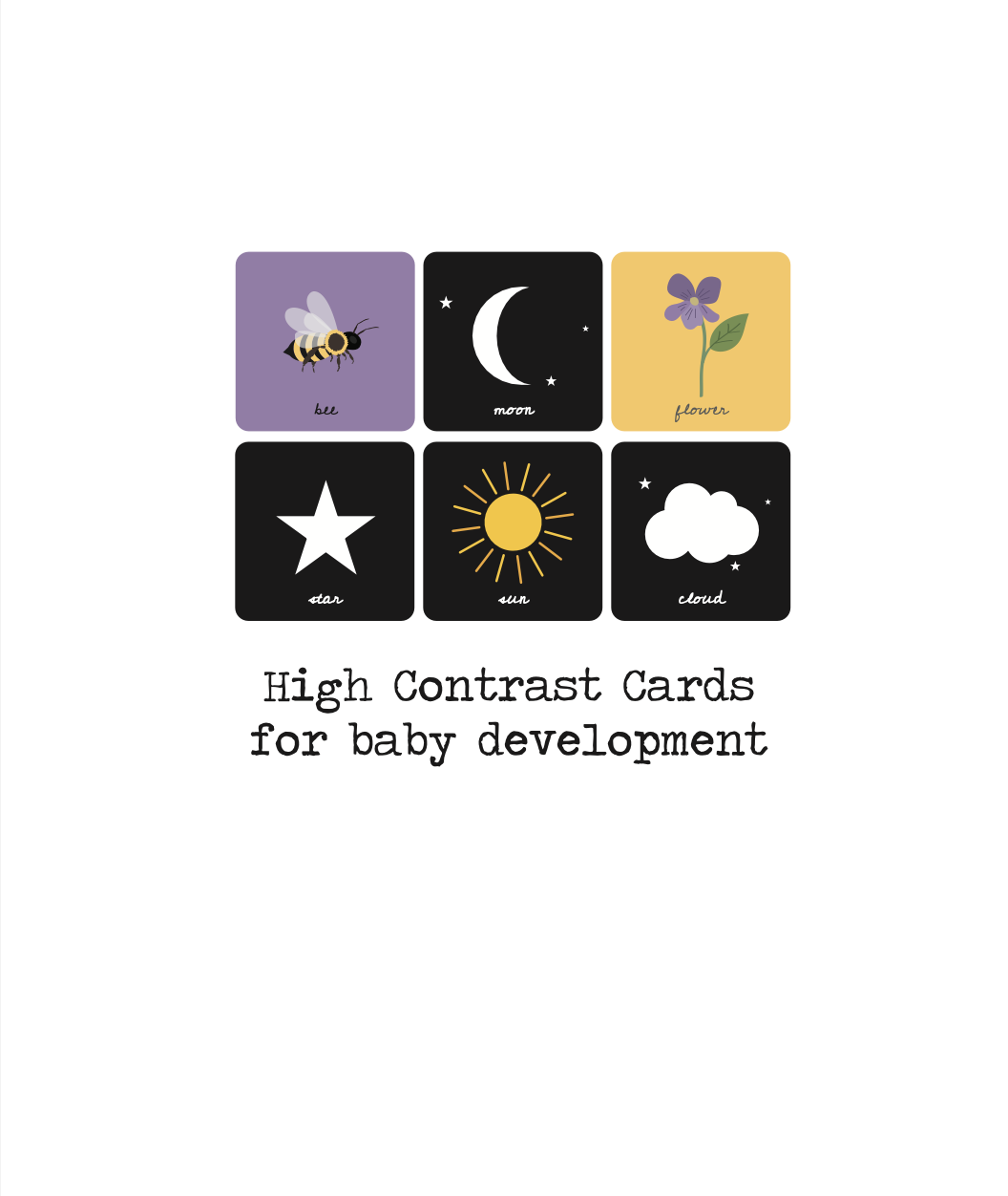 High Contrast Cards for Baby Development — Wildflowers