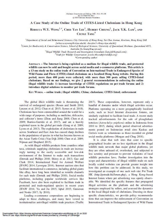 Academic publications — hubert cheung x conservation