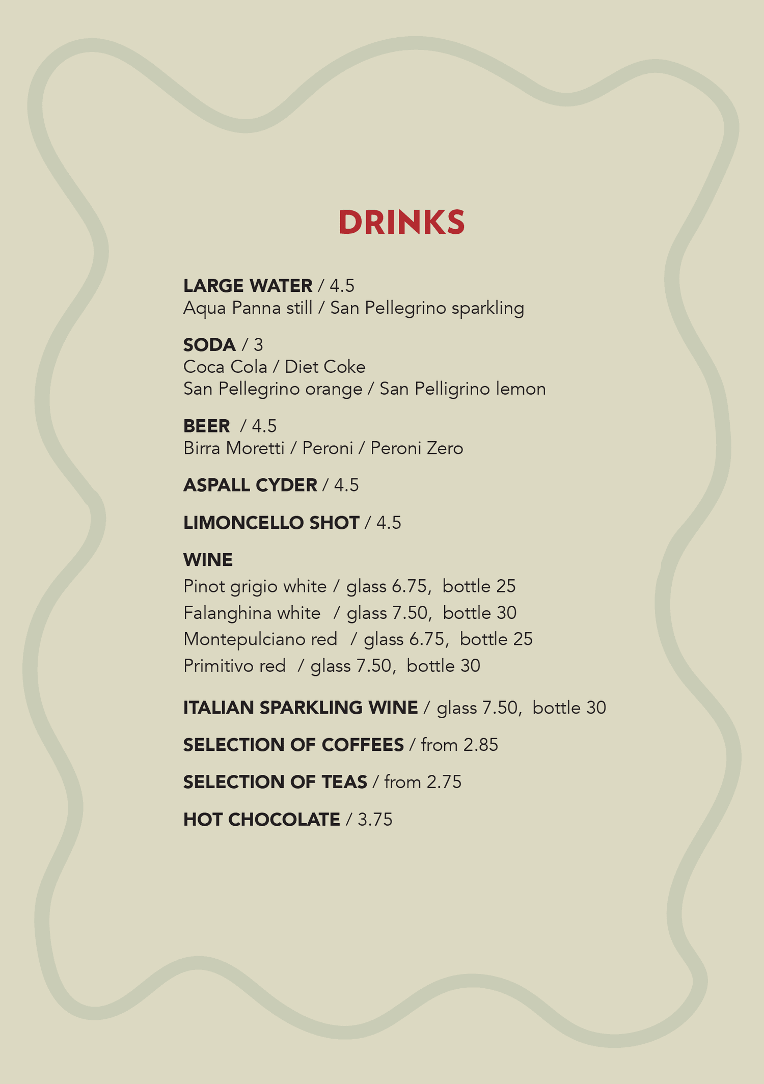Menu — Lucy's Pizzeria