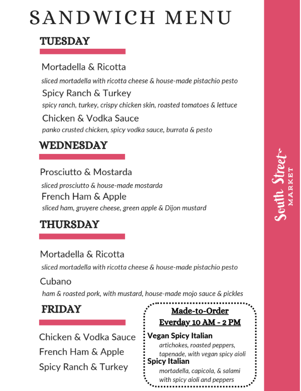 Our Menu - Dine In or Takeout - Healthy Meals On The Go — South Street ...