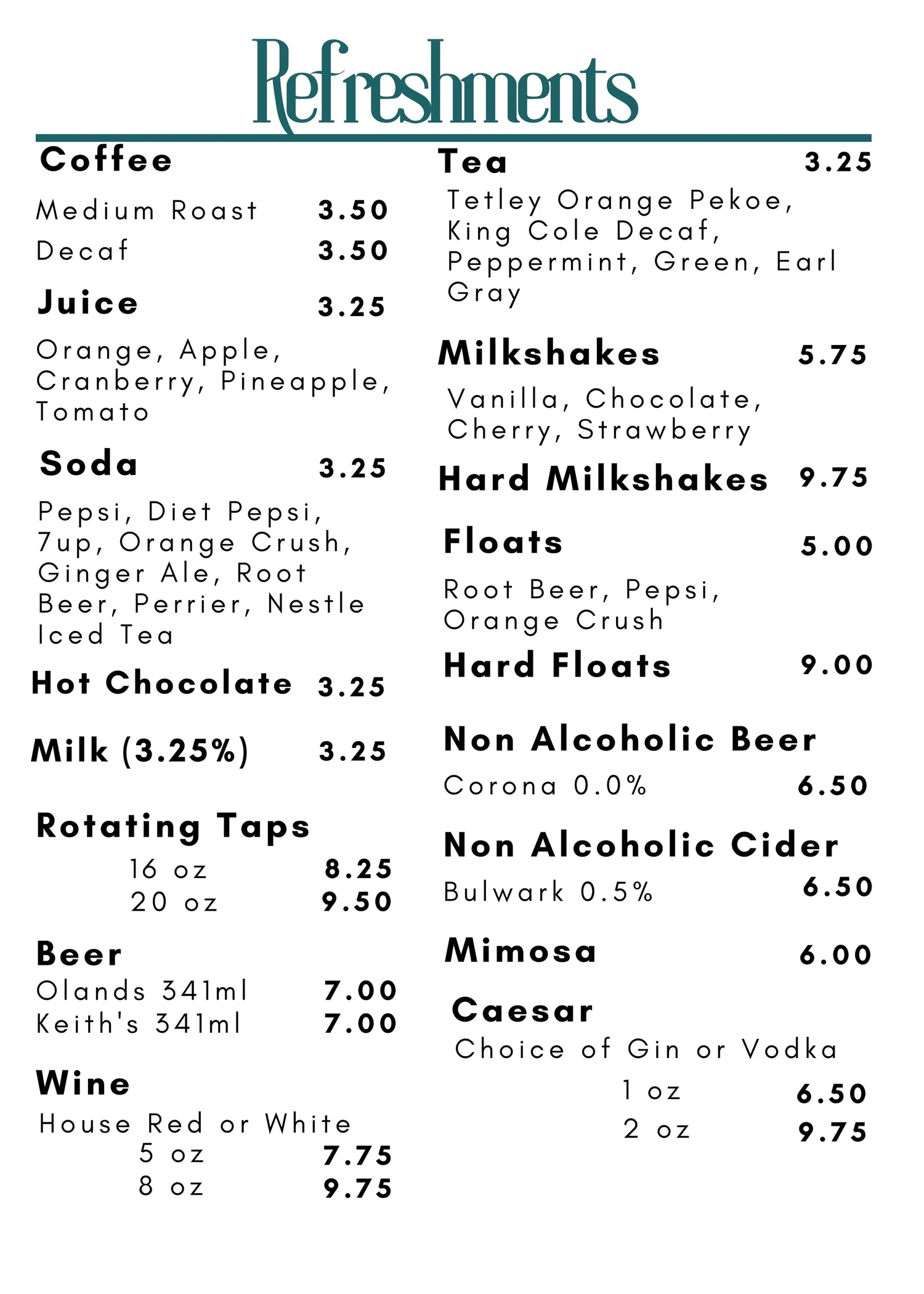 Easy Street Diner Menu, Fairview-Clayton Park, Halifax — Easy Street Diner