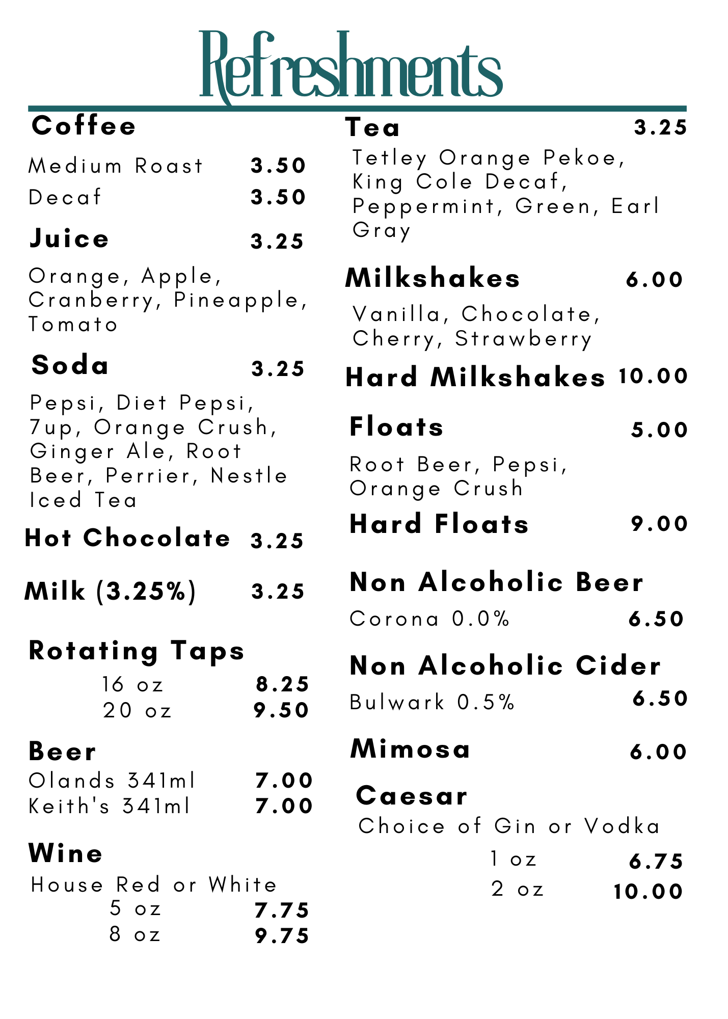 Easy Street Diner Menu, Fairview-Clayton Park, Halifax — Easy Street Diner