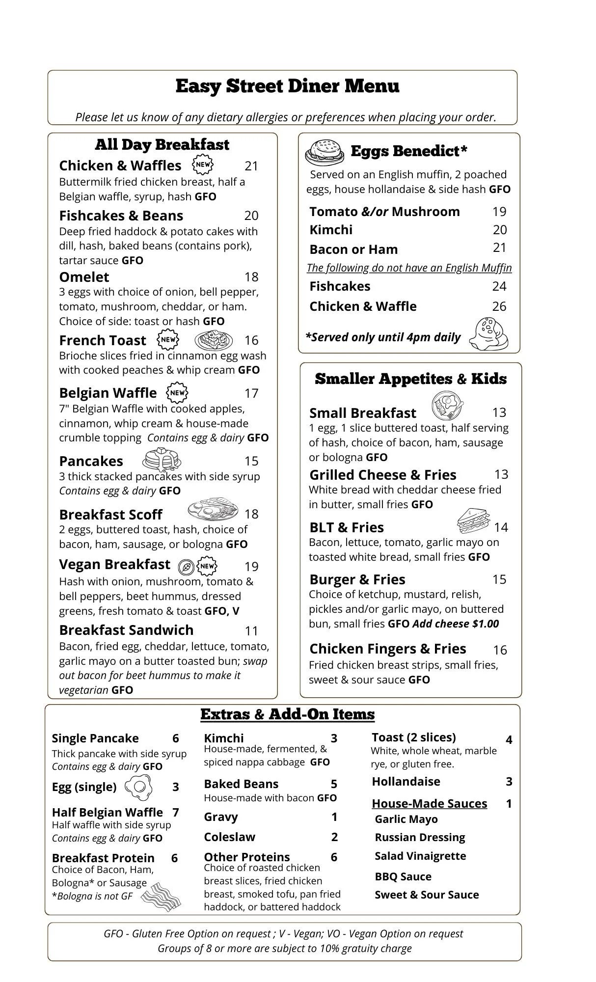 Easy Street Diner Menu, Fairview-Clayton Park, Halifax — Easy Street Diner