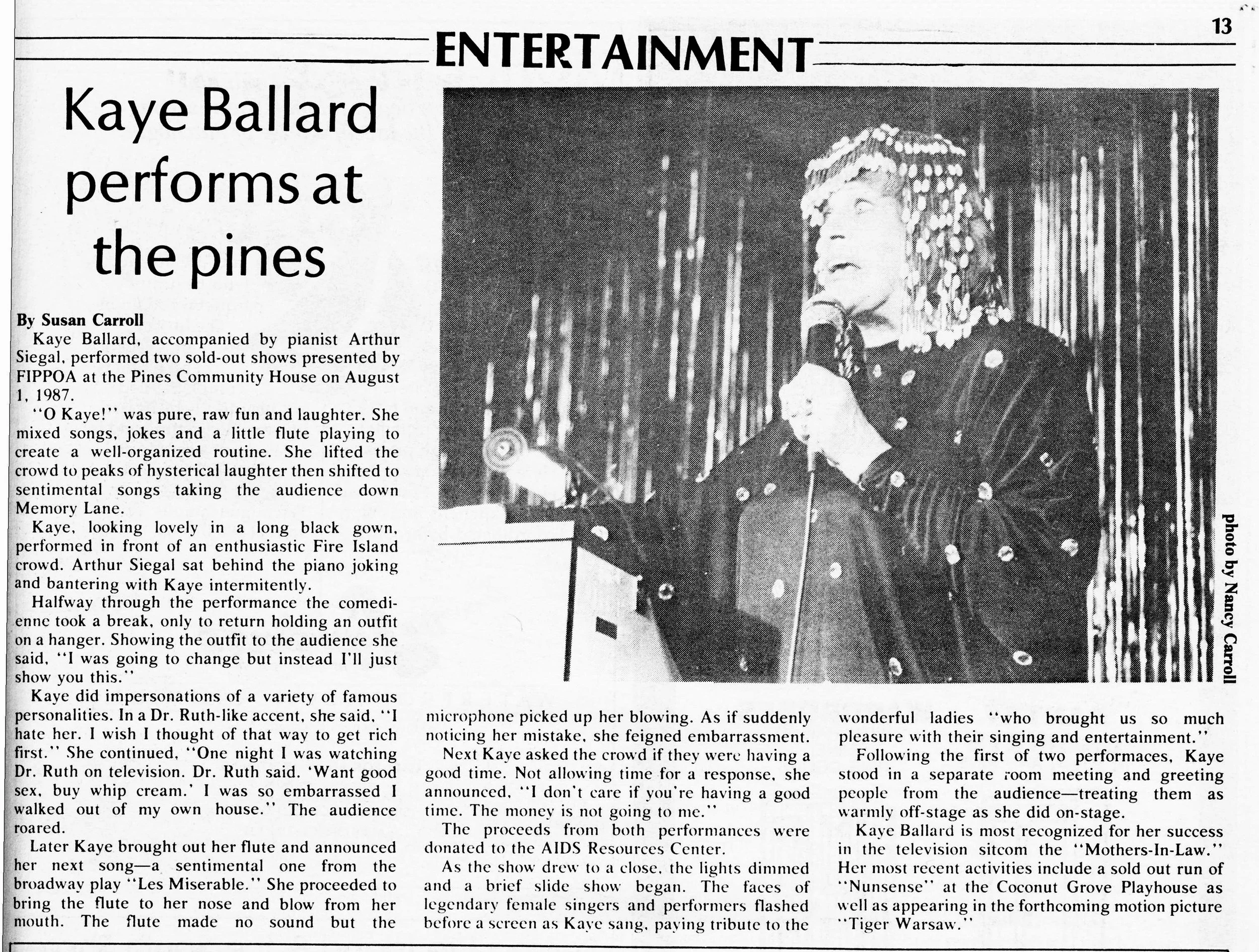 Fire Island Celebrity history- Kay Ballard — Fire Island Pines ...