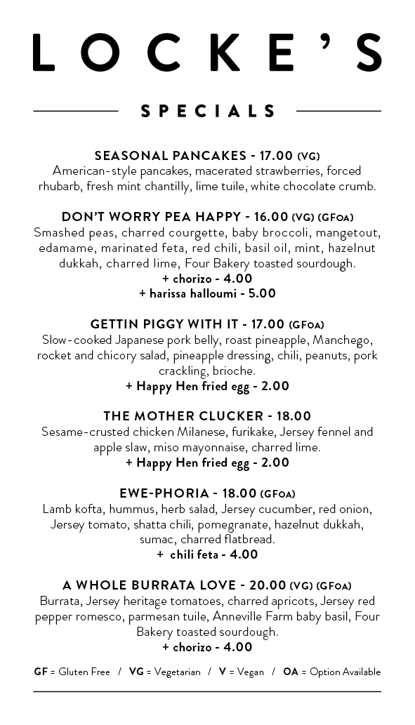 Menu — Locke's