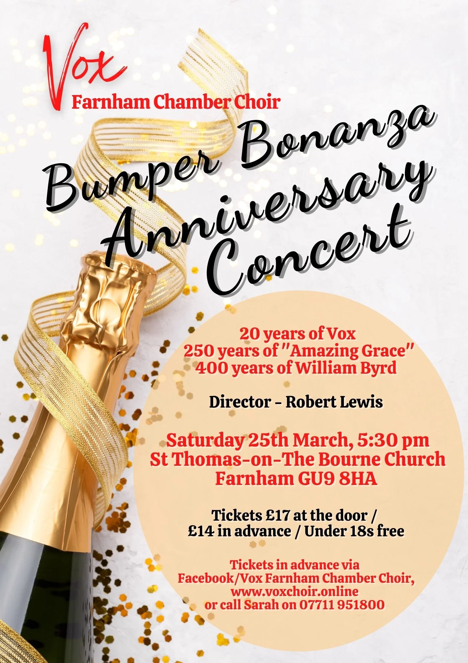 Vox 20th anniversary concert — The Great Bourne Community