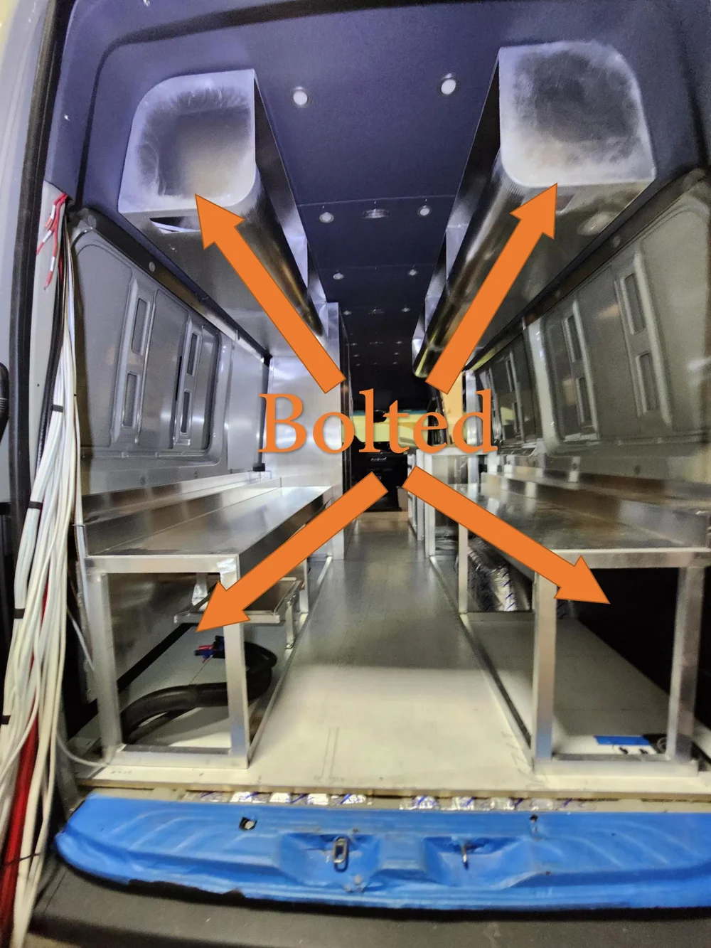 Bolted to van walls — Team Adventure USA