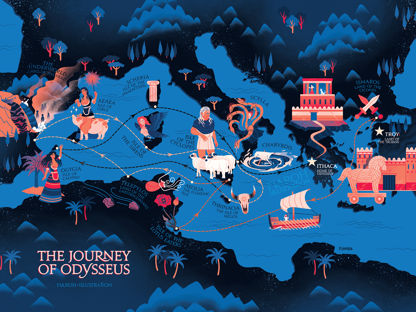 Odyssey Map — Flaroh Illustration