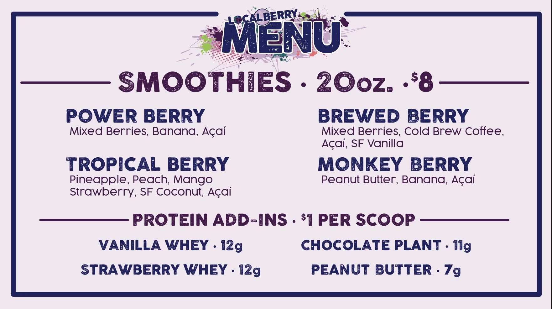 Menu — The Local Berry