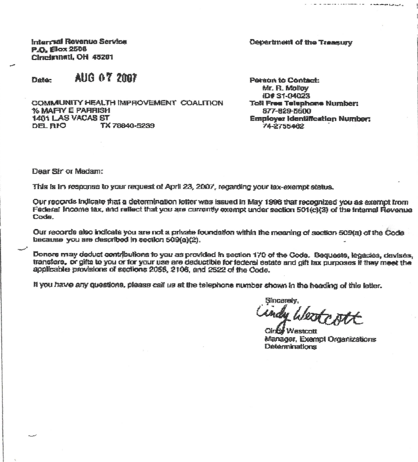 IRS Determination Letter Nicky s Dreamland IRS Determination Letter Nicky s Dreamland