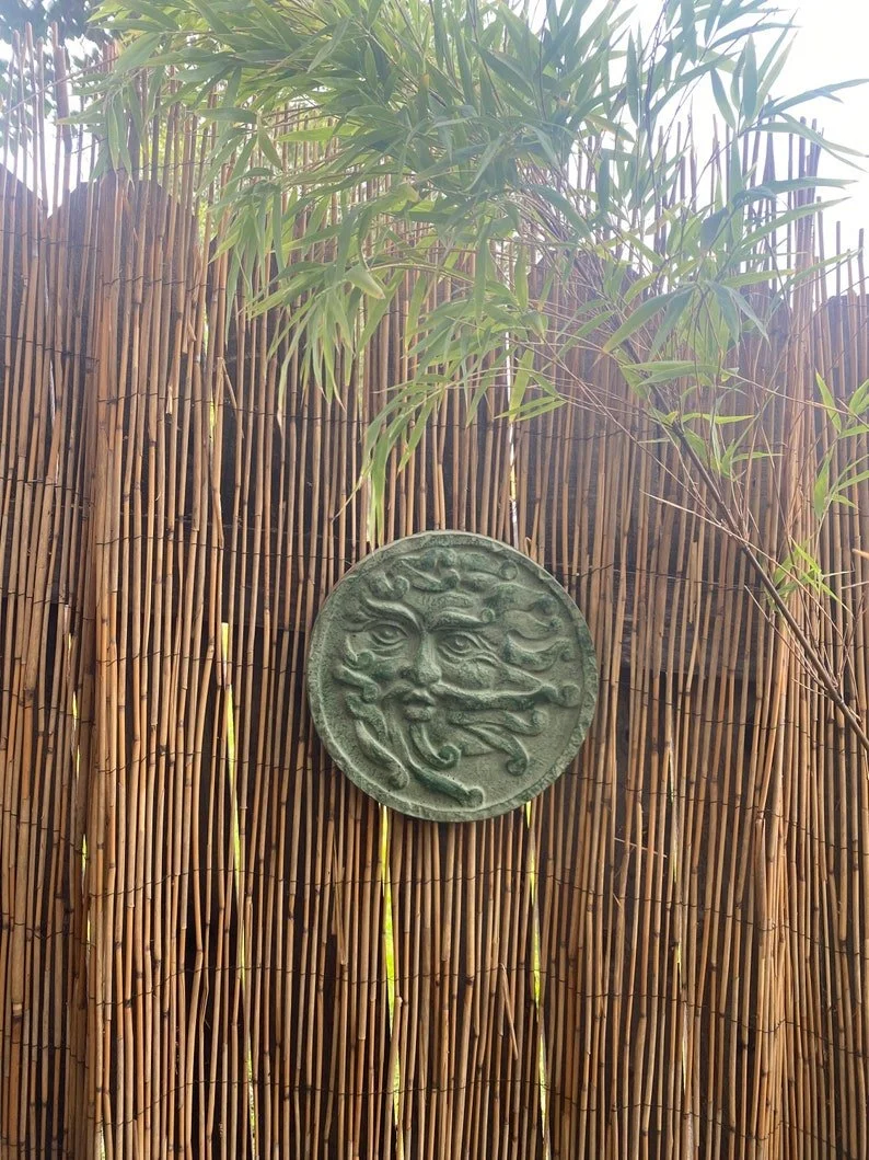 Oak man garden plaque, Concrete garden face, garden gift, oak green man ...