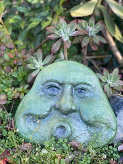 Oak man garden plaque, Concrete garden face, garden gift, oak green man ...