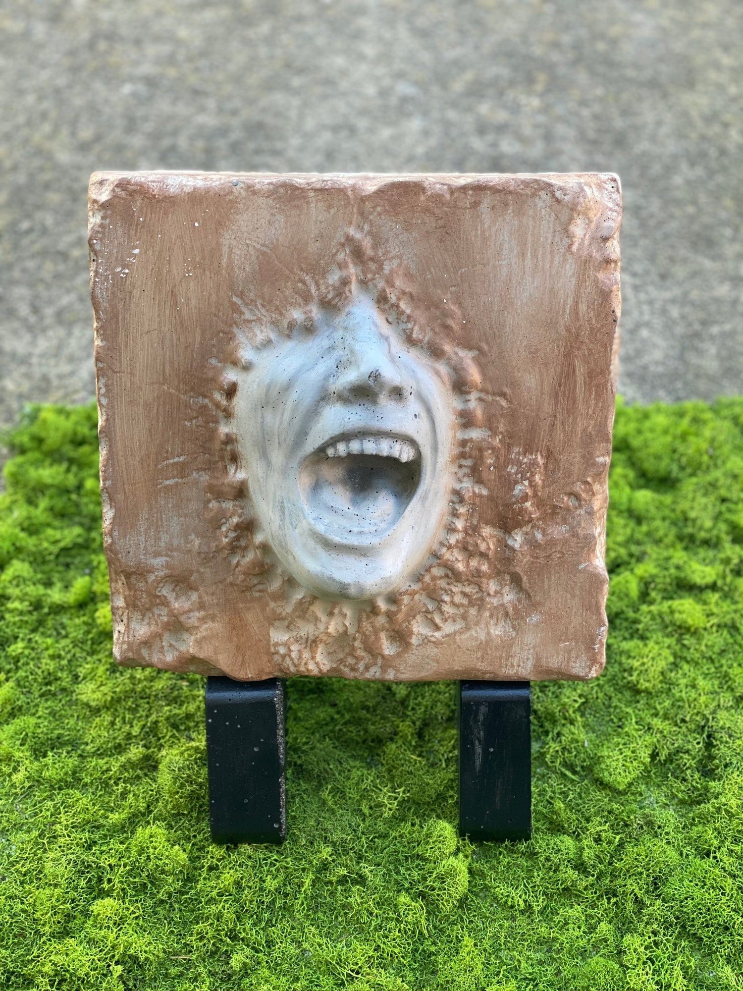 Oak man garden plaque, Concrete garden face, garden gift, oak green man ...