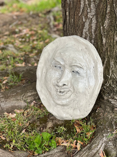 Oak man garden plaque, Concrete garden face, garden gift, oak green man ...