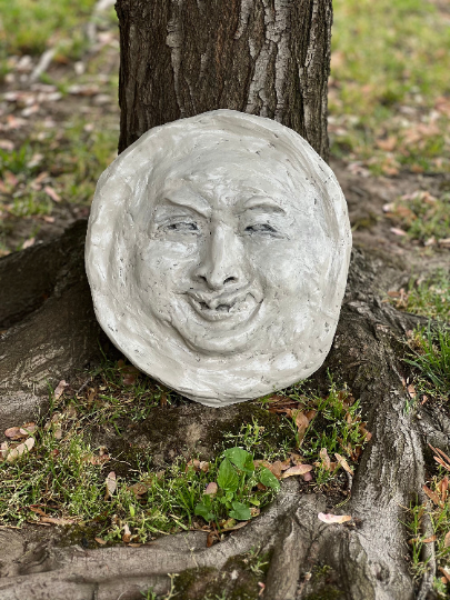 Oak man garden plaque, Concrete garden face, garden gift, oak green man ...