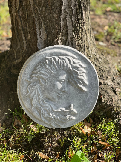 Oak man garden plaque, Concrete garden face, garden gift, oak green man ...