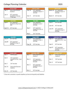 College Planning Calendar for 2023 — College UnMazed - Your Guide to ...